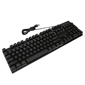 USB Gaming Keyboard, Quick Response Backlit Keyboard 104 Keys Wired One Piece Design High and Low Key Design RGB Lighting Effect for Gaming for Office for Home(H600 black characters-single keyboard)