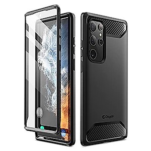 Clayco Xenon Series Case for Samsung Galaxy S22 Ultra (6.8 Inch) 5G 360 Degree Mobile Phone Case Robust Protective Bumper Case Full Cover with Integrated Screen Protector 2022 Edition (Black)