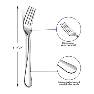 Stainless Steel Dinner Forks, Set of 12 Top Food Grade Stainless Steel Silverware Forks,Mirror Finish & Dishwasher Safe,8 Inches,Use for Home Kitchen Party Restaurant.