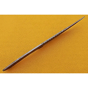 Knife Making, Damascus Steel Blank Blade 11 inches Long Hand Forged Trailing Point Skinning Knife, Hunting Knife with 3 Pin Hole, 6 inches Cutting Edge, 4.5" Scale Space