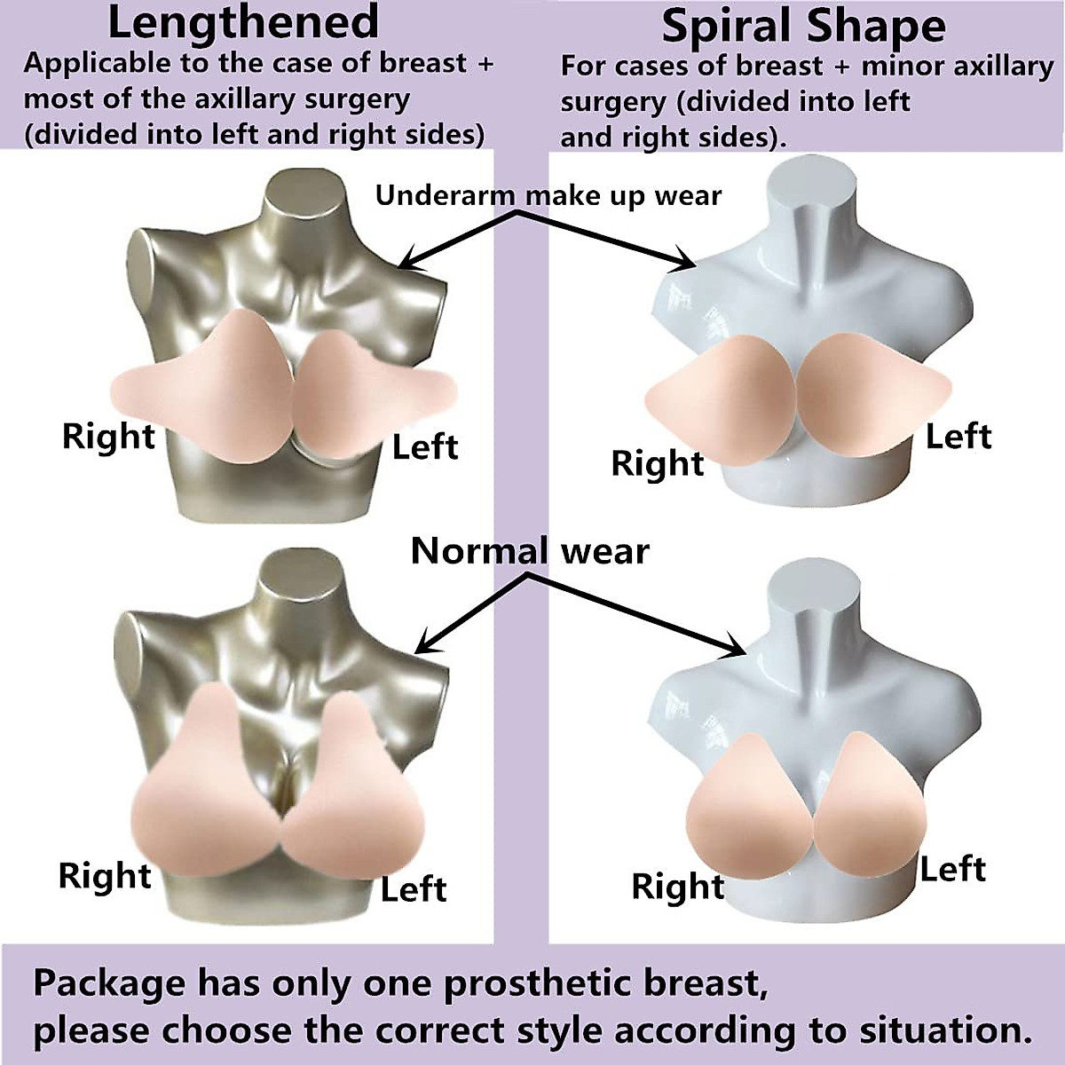 Sibrawom Cotton Mastectomy Breast Prosthesis Forms Spiral Light-weight for Breast Cancer Insert Pads Only One Piece