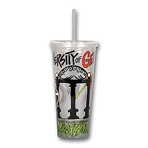 Magnolia Lane Georgia College Football Bulldogs 22oz Tumbler with Lid & Straw, Clear, 50176