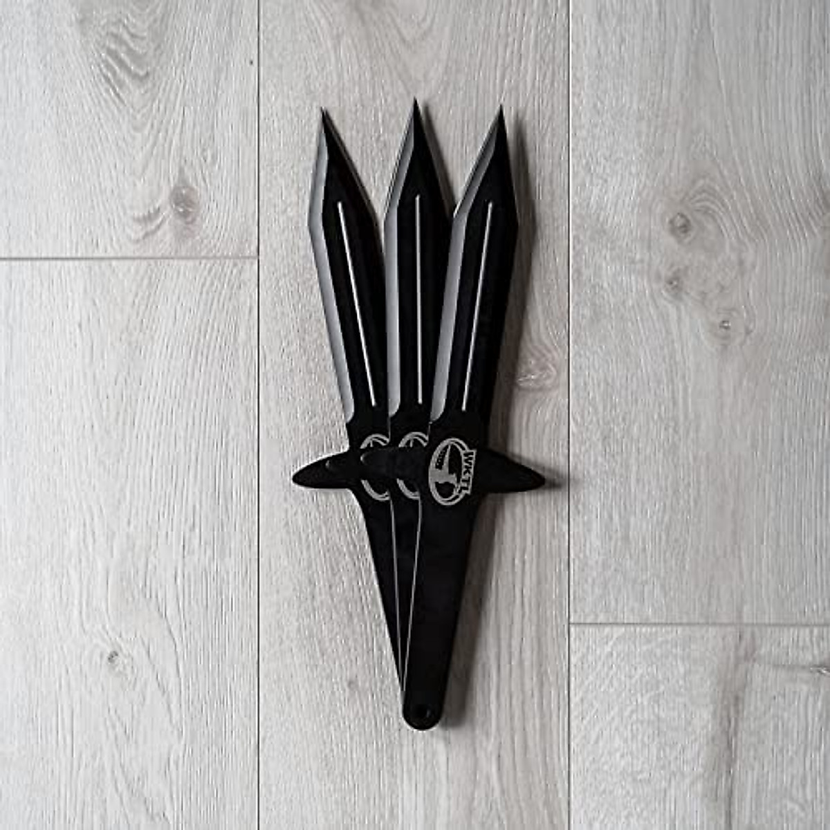 World Knife Throwing League Lancelot Professional Balanced Throwing Knife Set with Three Knives, Black Finished Blade, Full Tang, Stainless Steel, with Premium Nylon Sheath, 15 Inch Length