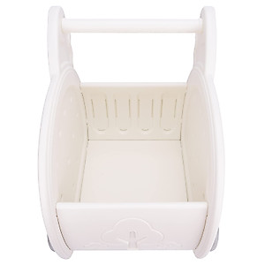 Bebamour Baby Shopping Cart, Baby Toys Push and Pull Baby Stroller, 2-in-1 Toddler Learning Walker Toy Storage Chest, Shopping Cart and Doll Stroller, White Cart