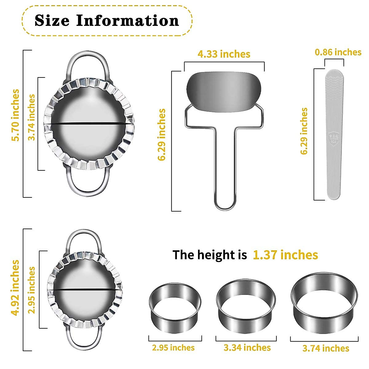 Dumpling Press Molds Set and Cutter Dumpling Skin Maker Stuffing Spoon Flour Ring Cutter,Chinese Dumpling Pie Ravioli Empanadas Press Mold Kitchen Accessorie