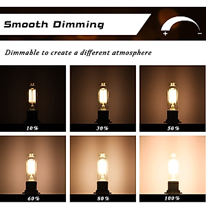 CREATE BRIGHT T6 LED Bulb Dimmable Light Bulbs E12 T25 Clear Glass Tubular Edison Candle Bulb for Ceiling Fan,Pendant,Wall Sconces,Chandeliers,6W,4000K,Pack of 6