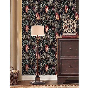 Luvdecor Peel and Stick Wallpaper Boho Bold Luxury Leaf Wallpaper Removable Wallpaper Boho Peel and Stick Floral Wallpaper for Bedroom Bathroom Stick On Wallpaper for Accent Wall Decor 17.7 * 118in