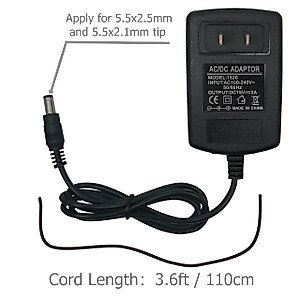 EIKS AC-DC 15V 2A(Max) Wall Charger Power Supply Switching Adapter with Plug 5.5 x 2.5mm / 5.5 x 2.1mm