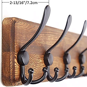 WEBI Coat Rack Wall Mount,Coat Hooks Wall Mounted,16’’ Hole to Hole,Wood Coat Hanger Wall,Hook Rack Rail,5 Triple Hooks for Hanging Coats,Jacket,Clothes