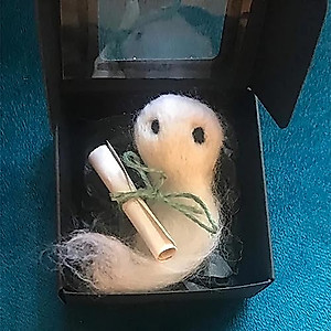 Adopt a Ghost - Spooky Plush Ghost Stuff with Tiny Scroll, Halloween Adopt a Ghost Figurine, Ghost Felt Doll Halloween Plush Toys, for Ghost Stories, Spooky Movies, Halloween Decoration (Set of 1)
