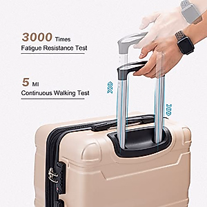 Merax Luggage Sets 3 Piece Suitcase, Hardside Suit case with Spinner Wheels Lightweight TSA Lock, Champagne, 20/24/28 Inch