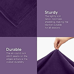 Utopia Bedding Fleece Blanket Throw Size Purple 300GSM Luxury Blanket for Couch Sofa Bed Anti-Static Fuzzy Soft Blanket Microfiber (60x50 Inches)