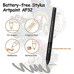 GAOMON M10K PRO 10 x 6.25 Inches Art Digital Graphic Tablet for Drawing Supports Tilt & Radial Function with 10 Shortcut Keys Work on Android OS & PC