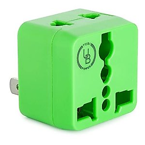 Yubi Power 2 in 1 Universal Travel Adapter with 2 Universal Outlets - Built in Surge Protector - Green Type A Plug Adapter for Canada, United States, Japan, and Mexico, International Power Adapter