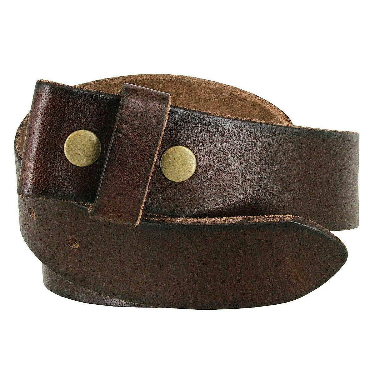 100% One-Piece Full Grain Leather Belt Strap with No Slot Hole 1-1/2"(38mm) Wide (Brown, 34)