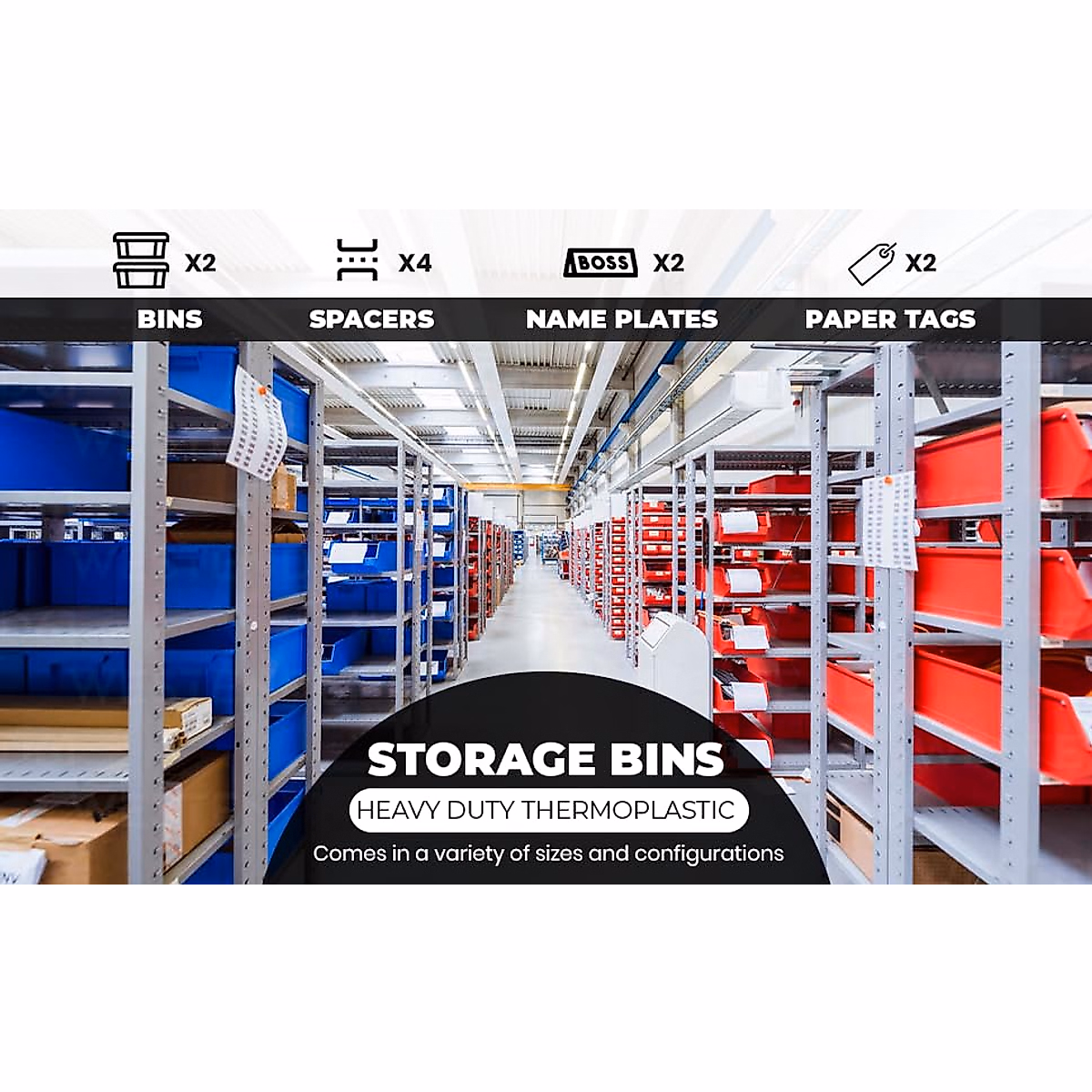 DJC Supply Heavy duty thermoplastic storage bin organizer, Stackable, Hangable, Side-connect (GREY (8 PACK), MEDIUM 5.9" X 9.4" X 4.9")