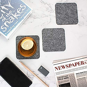 KADI Felt Absorbent Coasters for Drinks Suit any Table Type, Wood, Granite, Glass, Marble, Stone Table Top, Apartment Office Kitchen Living Room Coffee Bar Housewarming Decor(set of 8,Grey)