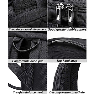 KAKA Travel Duffel Backpack, Outdoor Travel Bag with Shoe Compartment, Laptop Bookbag Weekender Overnight Convertible Bag Water-Resistant College Bookbag Hiking Camping Rucksack for Men and Women (black)