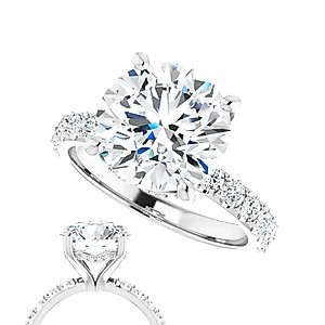 925 Sterling Silver Handmade 4 CT Round Cut VVS1 Colorless Moissanite Engagement Ring for Women Bridal Set Moissanite Wedding Rings for Gifts Anniversary Promise Her (8)