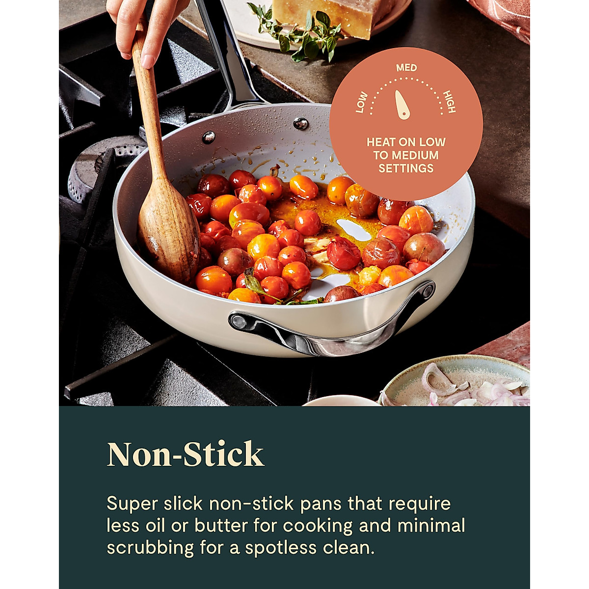 Caraway Fry Pan Trio - Non-Stick Frying Pans (10.5” & 8”) & Non-Stick Saute Pan - Non Toxic, PTFE & PFOA Free - Oven Safe & Compatible with All Stovetops (Gas, Electric & Induction) - Sage