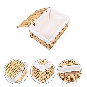 Closet Organizer Woven Wicker Storage woven storage bin woven basket with lid clothes basket Bins with Lid Seagrass Storage Baskets