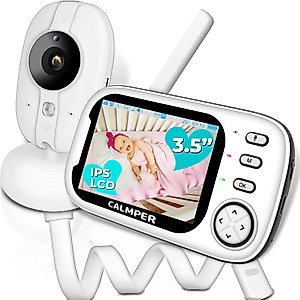 CALMPER Camper Video Baby Monitor with Camera and Audio - 3.5” Non WiFi Baby Monitor Camera with up to Overnight 2000mAh Battery - 1000ft VOX Long Range Baby Monitor No WiFi (2000mAh+FlexMount)