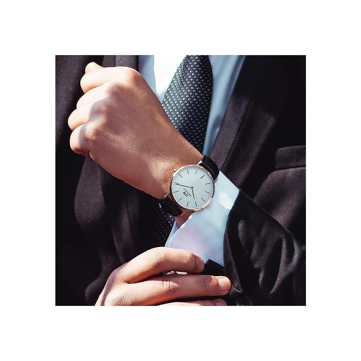 Daniel Wellington Classic Sheffield 40mm Men's Watch, DW Classic Leather Rose Gold Watch for Men