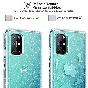 Lamcase for OnePlus 8T/OnePlus 8T+ 5G Case (2020), Crystal Clear Bling Sparkly Glitter Shiny Soft Flexible TPU Slim Fit Drop Protection Rugged Shockproof Cover Case for OnePlus 8T 2020, Clear Glitter