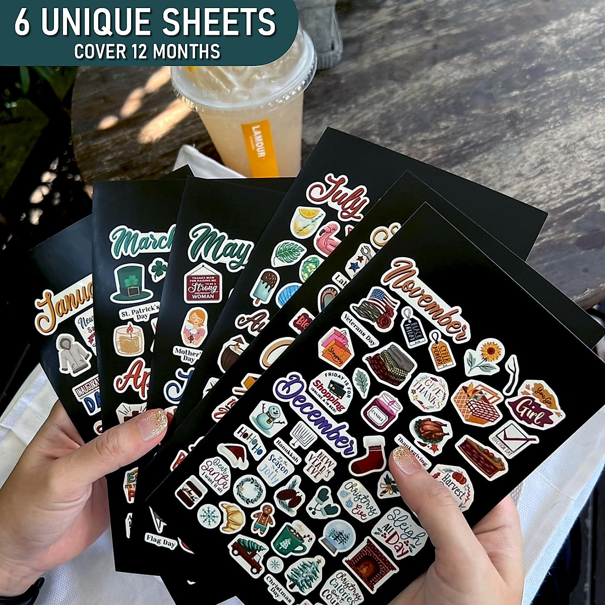 SpiceThingsUp Adult Holiday Seasonal Stickers – Over 200 pcs Planner Stickers for Whole Year – Fun and Motivational Calendar Stickers for Adults Planner, Journal Stickers, Scrapbooking Stickers