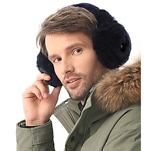 Telepepe Ear muffs for Men Women, Heated Ear Muff Warmer Rechargeable battery 2000 mAh (Navy Blue)