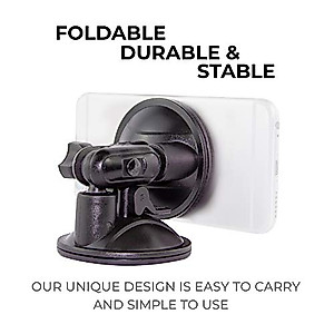 hula+ Shower/Mirror Phone Holder/Mount/Stand. Reusable Non-Residue Mount for Bathroom/Kitchen/Wall. Compatible with All Phones, Great Gift for TikTok/YouTube/Make Up… (Black)