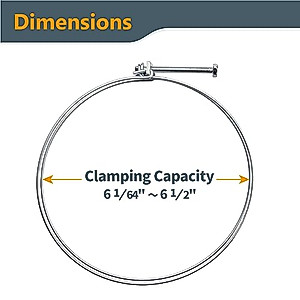 POWERTEC 70218 6 Inch Double Wire Hose Clamp with bolt, Adjustable Hose Clamps for Dust Collection Hose, Dust Collection System Accessories, Dryer Vent Hose & Leaf Vacuum Hose, 5 pk (Color May Vary)