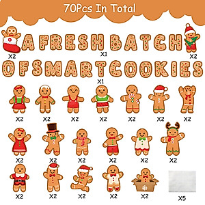 Haooryx 70Pcs Winter Christmas Mini Gingerbread Bulletin Board Classroom Decoration, Gingerbread Man Paper Cut-Outs Blackboard Border Decor for Christmas Party Home School Classroom Window Wall Decor