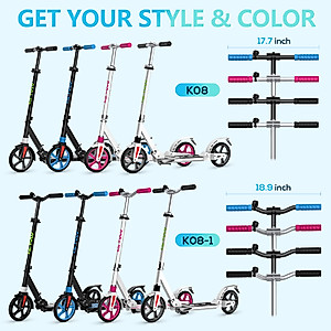 RideVOLO K08-1 Kick Scooter for Teenager 8 Years and up with 8” Wheels and 3 Adjustable Height, Folding System and Suspension System(Blue)