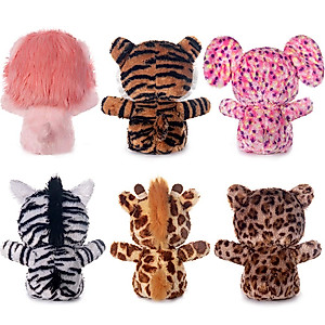 My OLi 7" Plush Toys Set Stuffed Animals Bundle of Forest Animal Toys Lion/Elephant/Zebra/Giraffe/Tiger/Leopard Stuffed Animals Pack of 6 for Babies Kids Girls Boys
