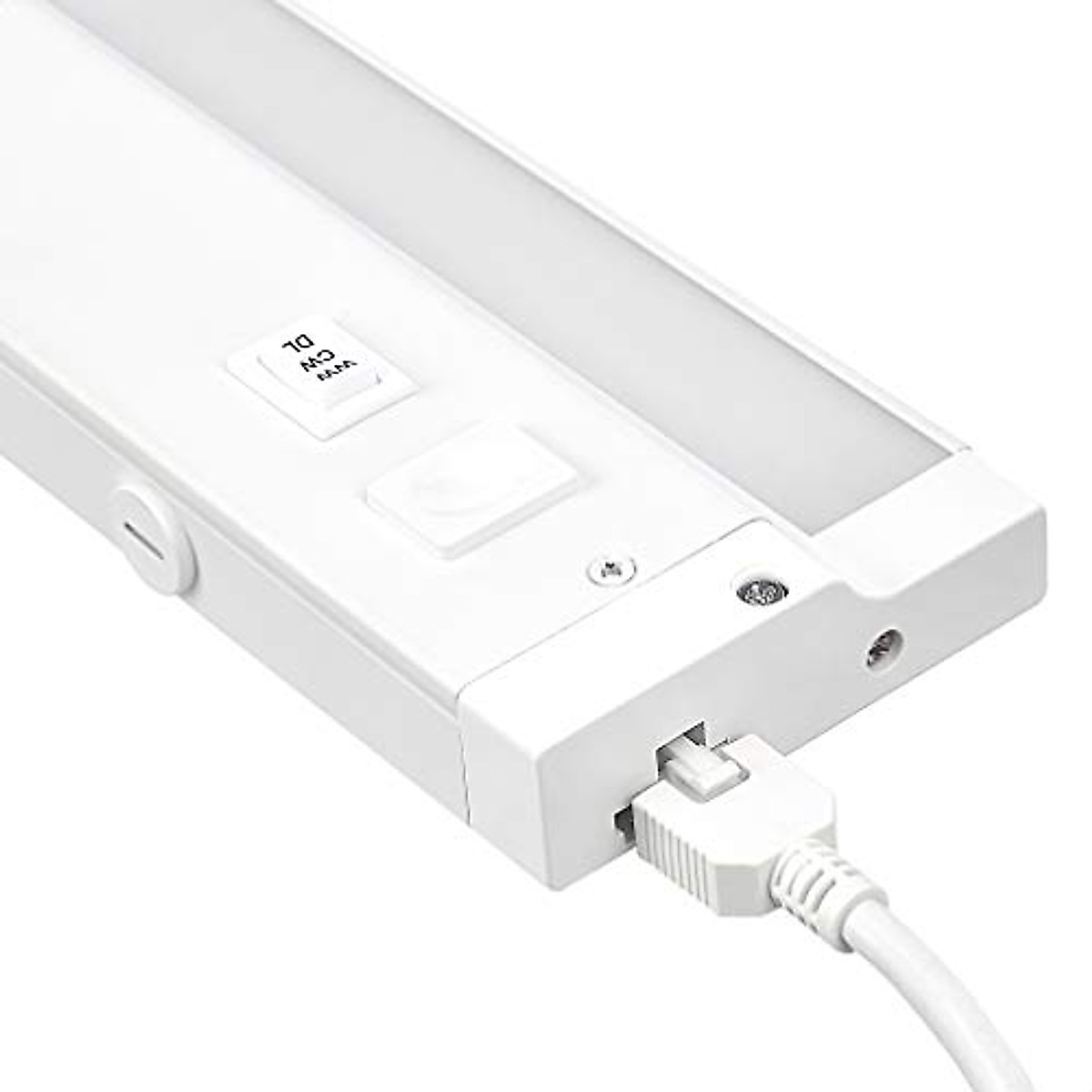 Amazon Basics 3-Color Temperature Level and 3-Section Dimming LED Cabinet Light, Linkable, Direct Wire, White Finish, 24-Inch