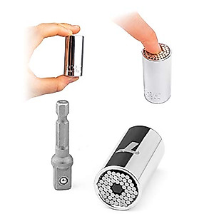 AlligaTools Universal Socket (7-19mm) | Multi-Function Wrench with Power Drill Adapter Set | Swivel Socket | Best Gift for Him, Men, DIY Handyman, Father/Dad, Husband, Boyfriend, Women