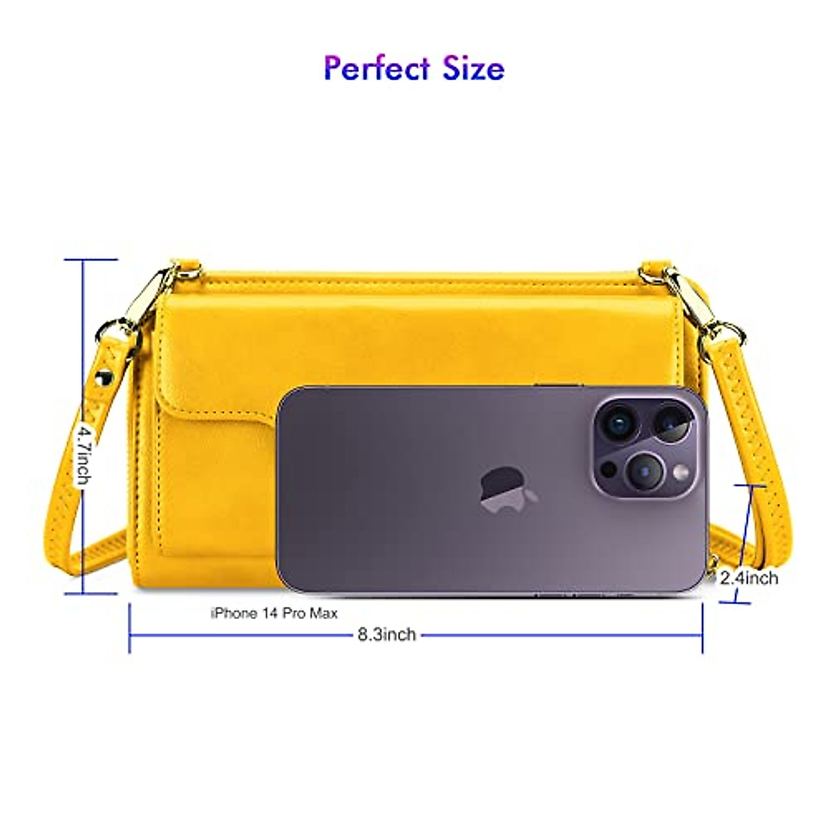nuoku Crossbody Bags for Women, Wristlet Wallets for Women, Small Clutch Purses for Women, Cell Phone Wallet, Rfid Wallet, Yellow