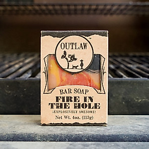 Fire in the Hole Handmade Soap - Campfire, Whiskey, and Gunpowder Scented Natural Soap for Men and Women - Bold, Manly Scent - By Outlaw