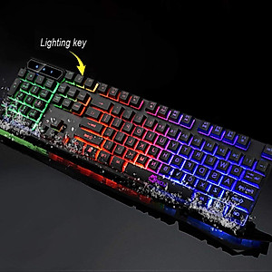 AUSPUM Computer Gaming Keyboard 104keys Colorful Crack LED Illuminated Backlit USB Wired PC Rainbow Gaming Keyboard Waterproof