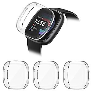 KIMILAR 3-Pack Screen Protector Case Compatible with Fitbit Sense 2/Versa 4, Ultra-Thin Soft TPU Plated Bumper All-Around Full Cover Protective Cases for Sense 2 Advanced Smartwatch