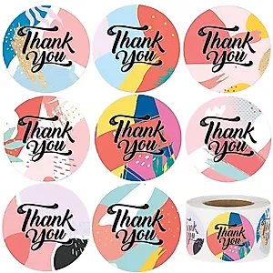 Hohamn 1.5" Thank You Stickers Roll, 500PCS Thank You Art Stickers Label for Wedding, Baby Shower, Birthday Party, Baking Packaging, Envelope Seals