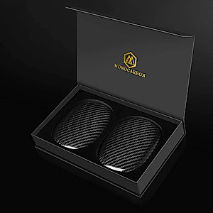 MONOCARBON Real Carbon Fiber Case for Airpods Max,Military Grade Protective Hard Cover for Apple Airpods Max Headphone from Daily Scratch,High-End Luxury Essential Accessories-Twill Glossy Black