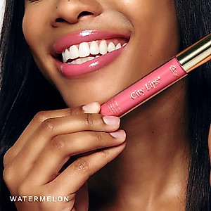 City Beauty City Lips Plumping Lip Gloss Watermelon - High-Shine Gloss for Fuller, Younger-Looking Lips | Hydrating & Smoothing Lip Treatment Hyaluronic Acid