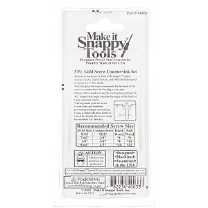 Make it Snappy Tools Quick-Change 3-Pc. Countersink Drill Bit Set. Proudly Made in The USA.