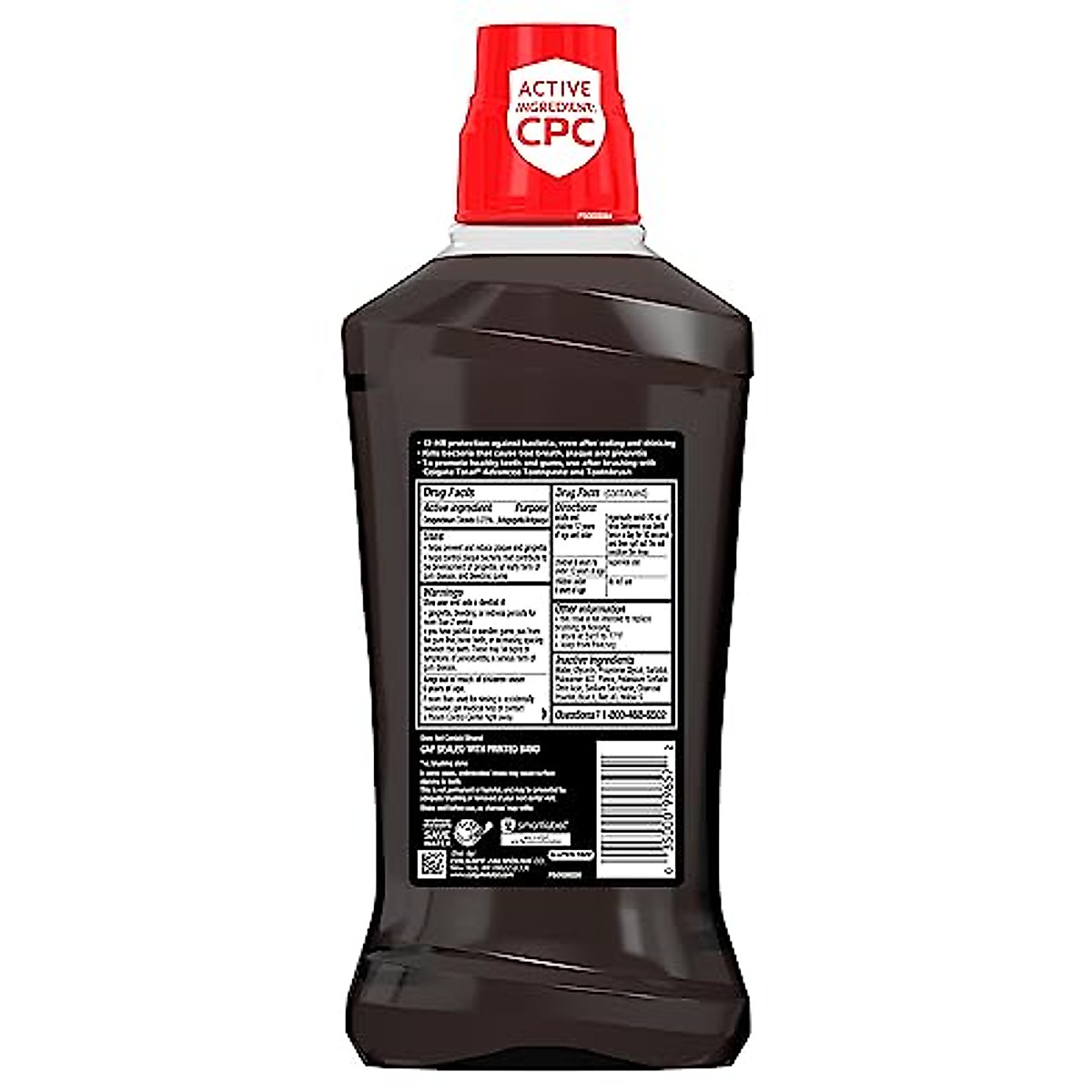 Colgate Total Ultra Fresh Mouthwash, Peppermint & Charcoal, 1 Liter (Pack of 6)