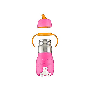 Kid Basix Safe Sippy, Stainless Steel Cup for Babies/Toddlers, Round Spout, Dishwasher Safe, BPA Free, 11 OZ. Travel/School/Play Pink