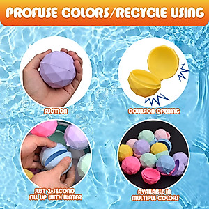 12pack Reusable Water Balloons Quick Fill Silicone Self-Sealing Water Ball, Water Toys for Summer Party Outdoor Pool Garden, 12 Pack