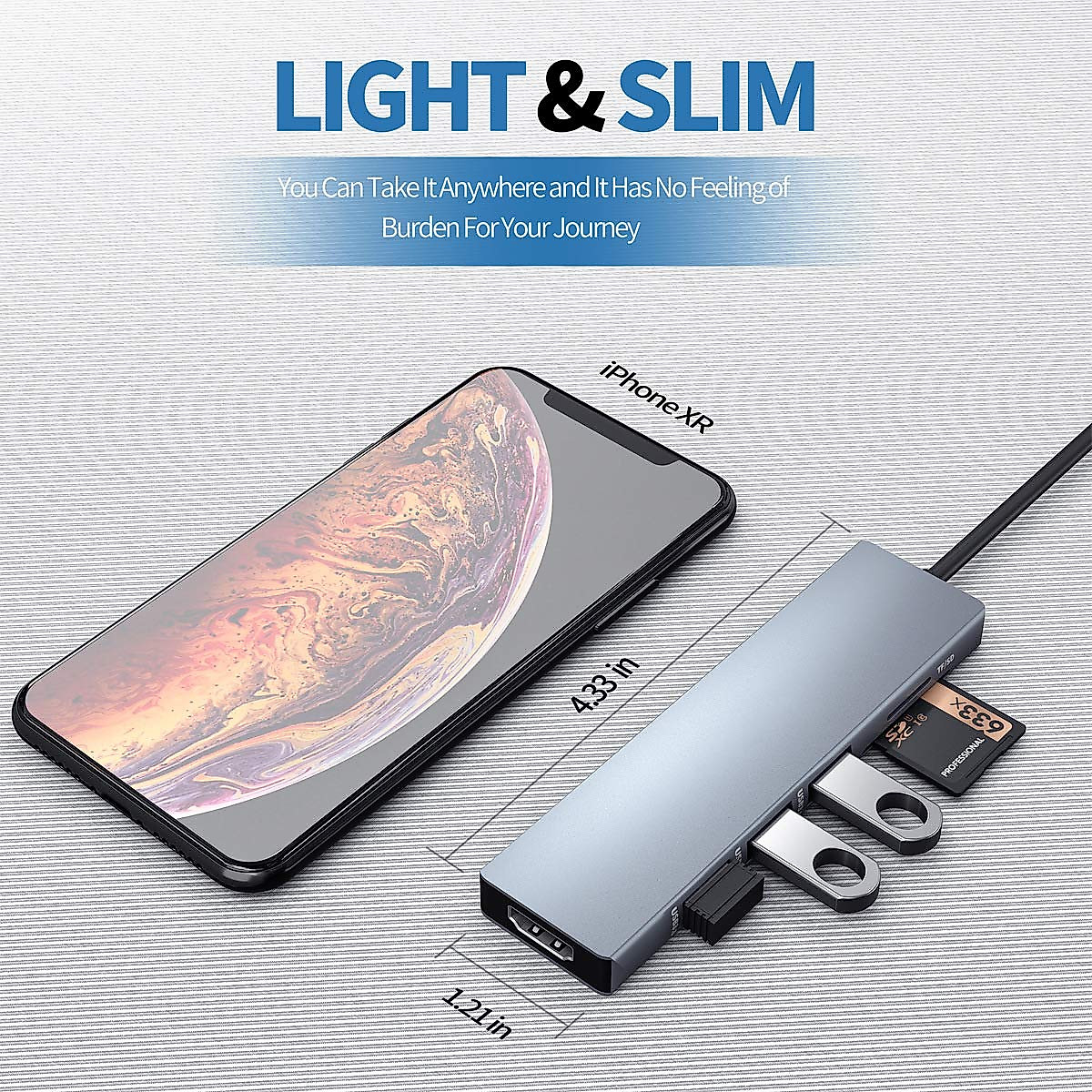 USB C HDMI Adapter for MacBook Pro 2016/2017, 6 in 1 USB-C to HDMI Output, SD+MicroSD Card Reader and 3-Ports USB 3.0