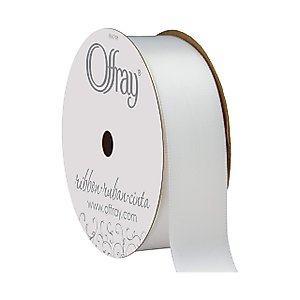 Berwick 061176 7/8" Wide Single Face Satin Ribbon, White, 6 Yds